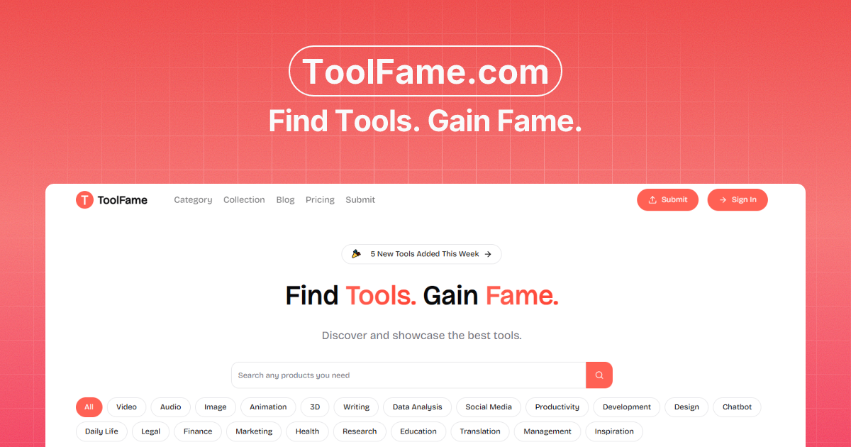 ToolFame - Popular Online Tools Directory - ToolFame